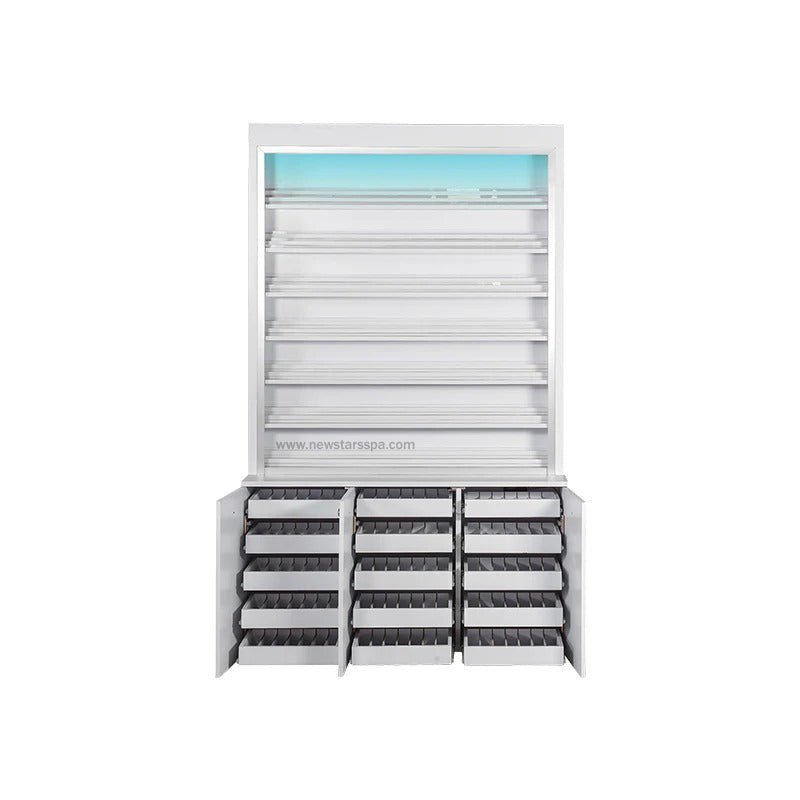 V Powder Rack w/Powder Cabinet (w/LED Light) – New Star Salon Furniture