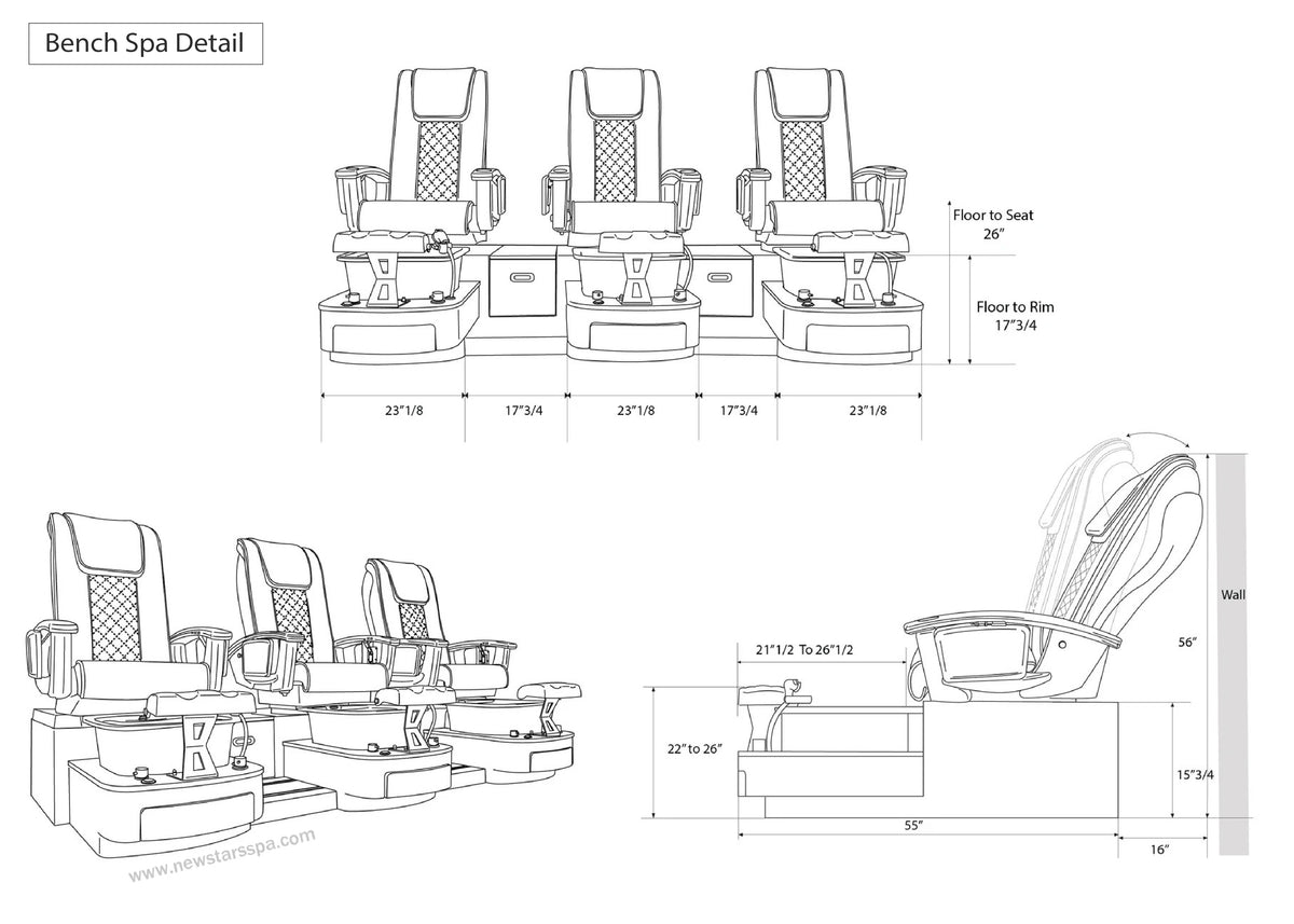 Bench Spa - White Tub | New Star Spa & Furniture Corp.